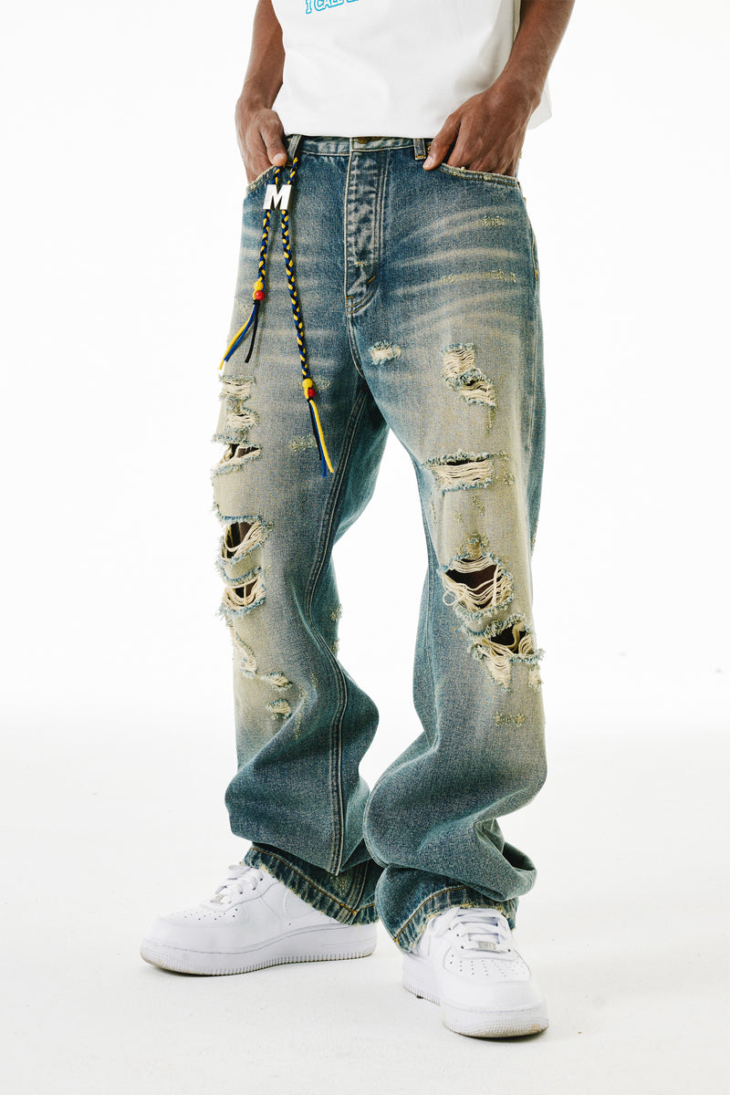 MEDM WASHED DISTRESSED JEANS – Baroque Galleria
